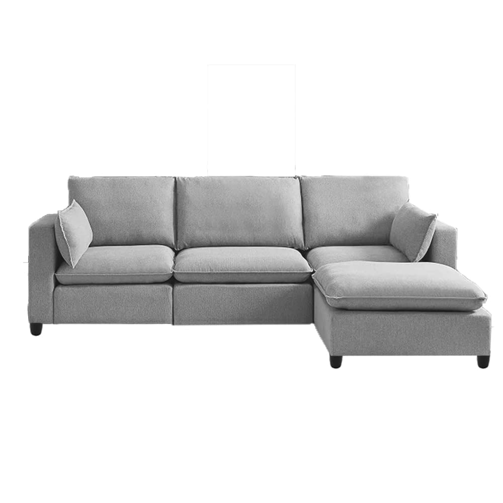 Amberlin 4 Seater Interchangeable L Shape Sofa with Ottoman for Living