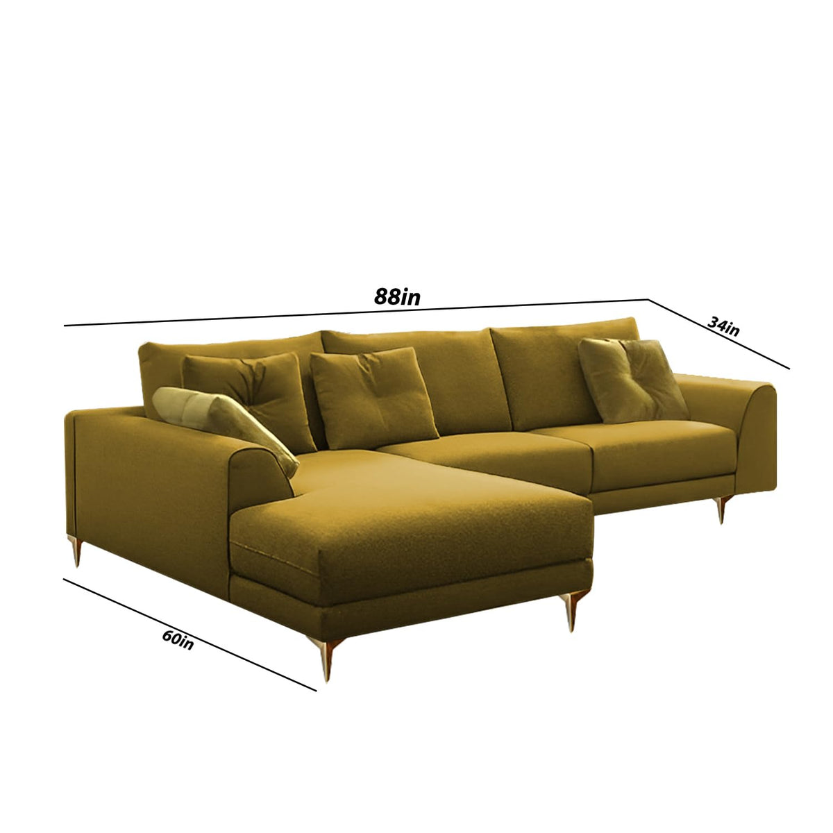 Viva LHS 6 Seater L Shape Sofa Set for Living Room (Yellow) Premium Fa