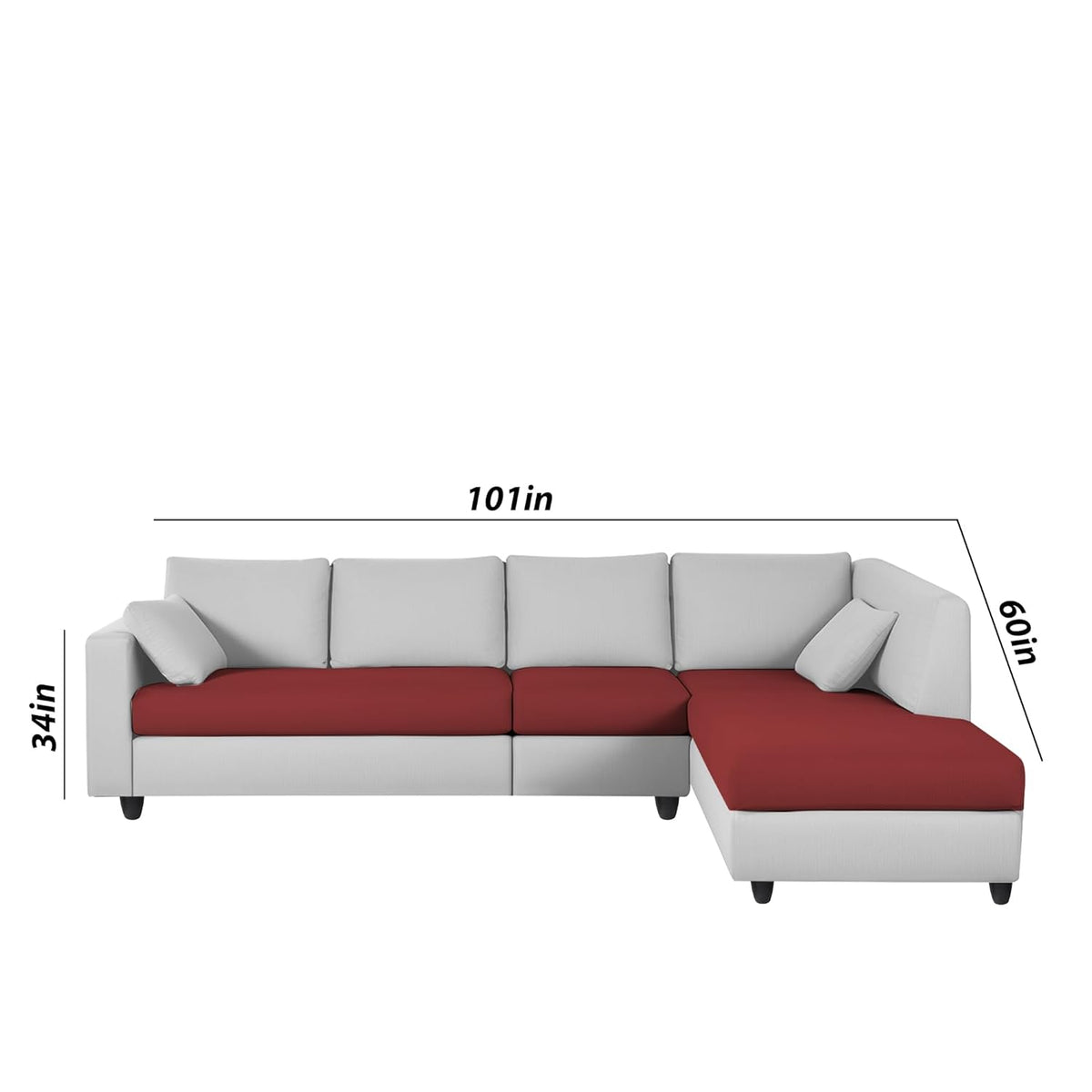 CASALIVING - Dorian RHS 6 Seater L Shape Sofa Set for Living Room (Mar