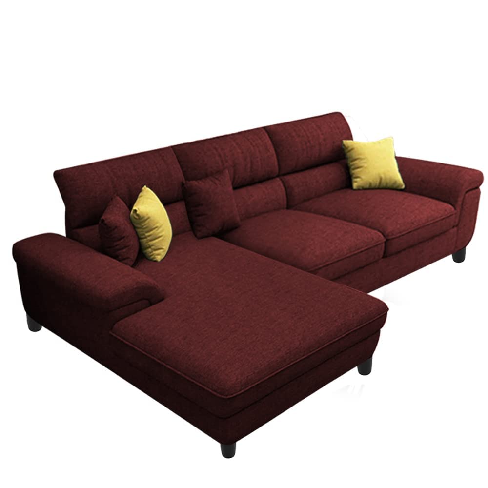 Anver 4 Seater L Shape Sofa Set for Living Room (Maroon) Left Side Sof