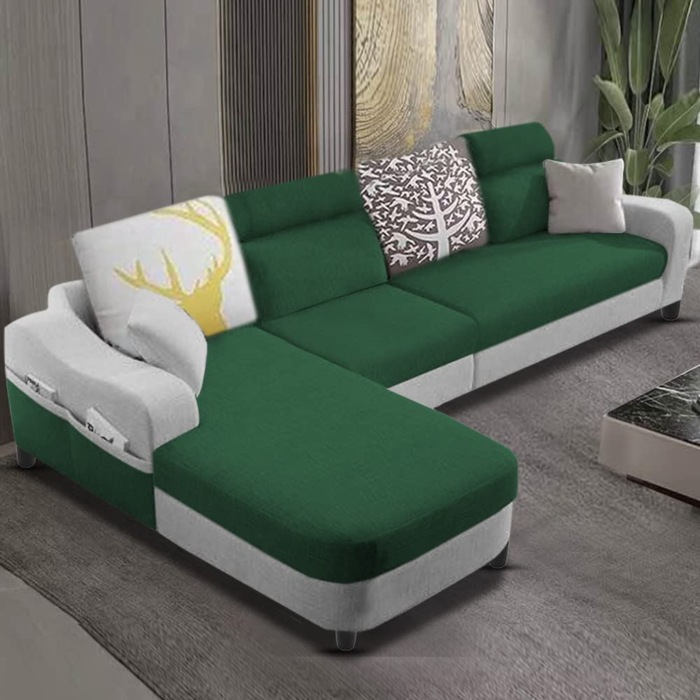 Amanda LHS 6 Seater L Shape,Sofa Set for Living Room (Green Grey Fabri