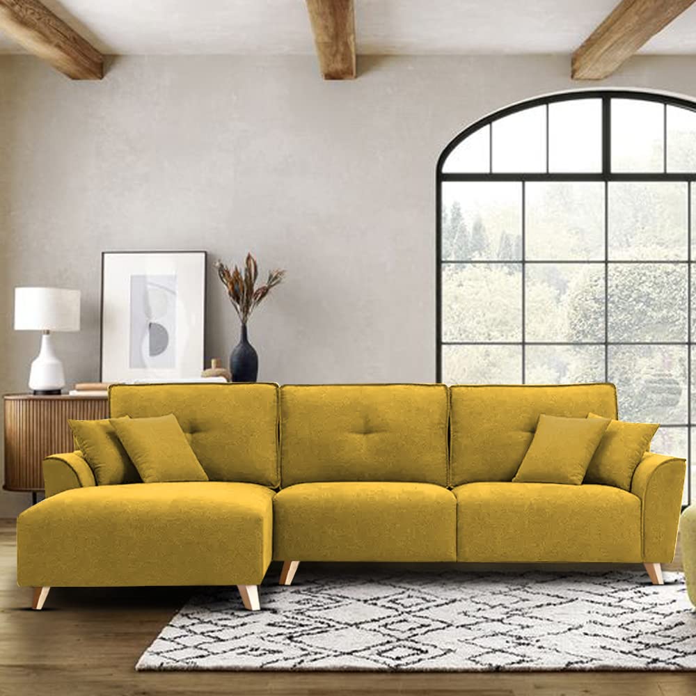 Antonio LHS 4 Seater L Shape Sofa Set for Living Room (Yellow Premium