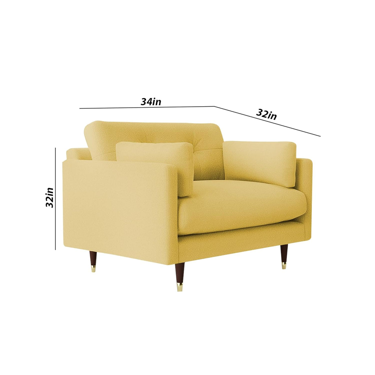 CASALIVING - Grover 1 Seater Sofa Set for Living Room (Yellow Fabric)