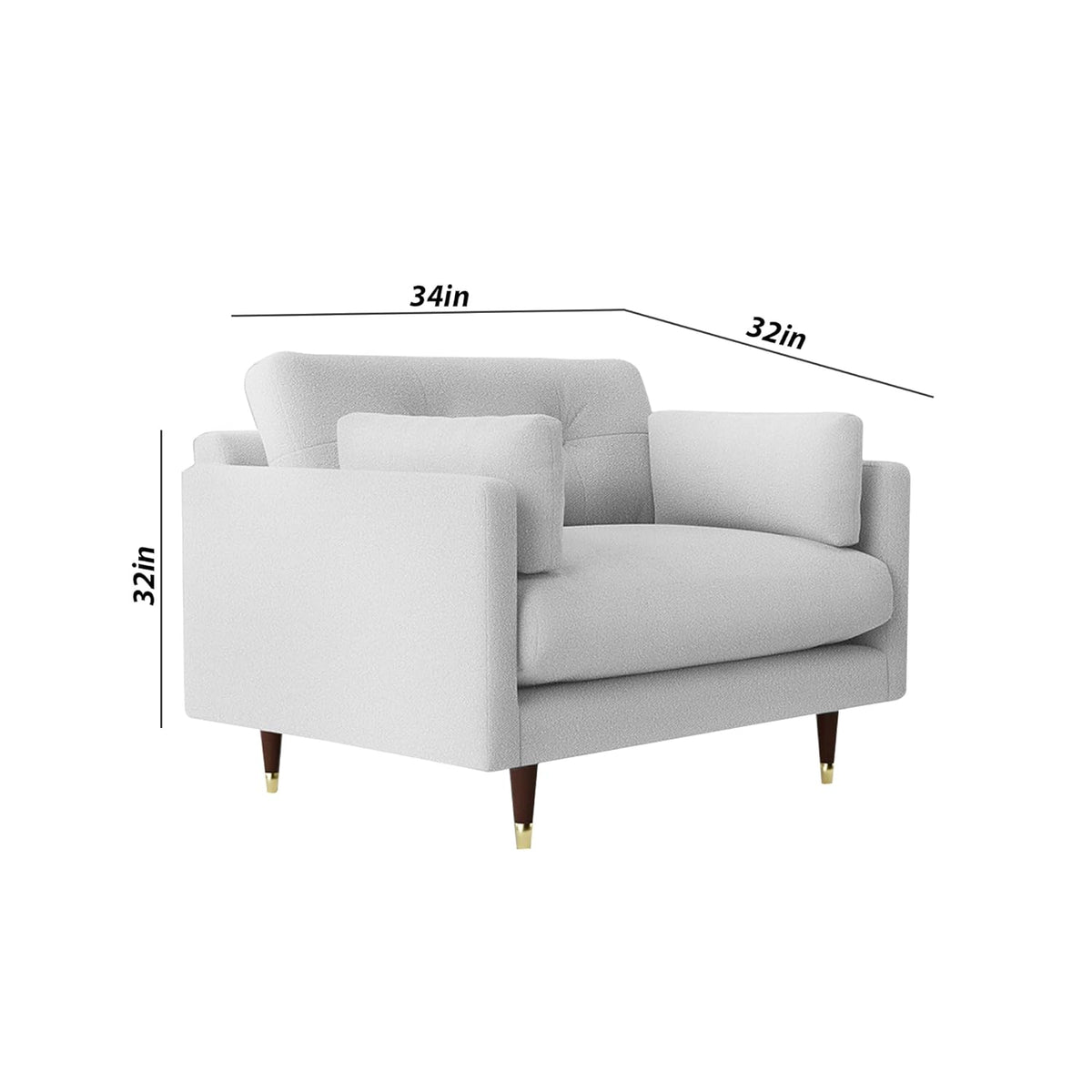 CASALIVING - Grover 1 Seater Sofa Set for Living Room (Grey Fabric) Pr