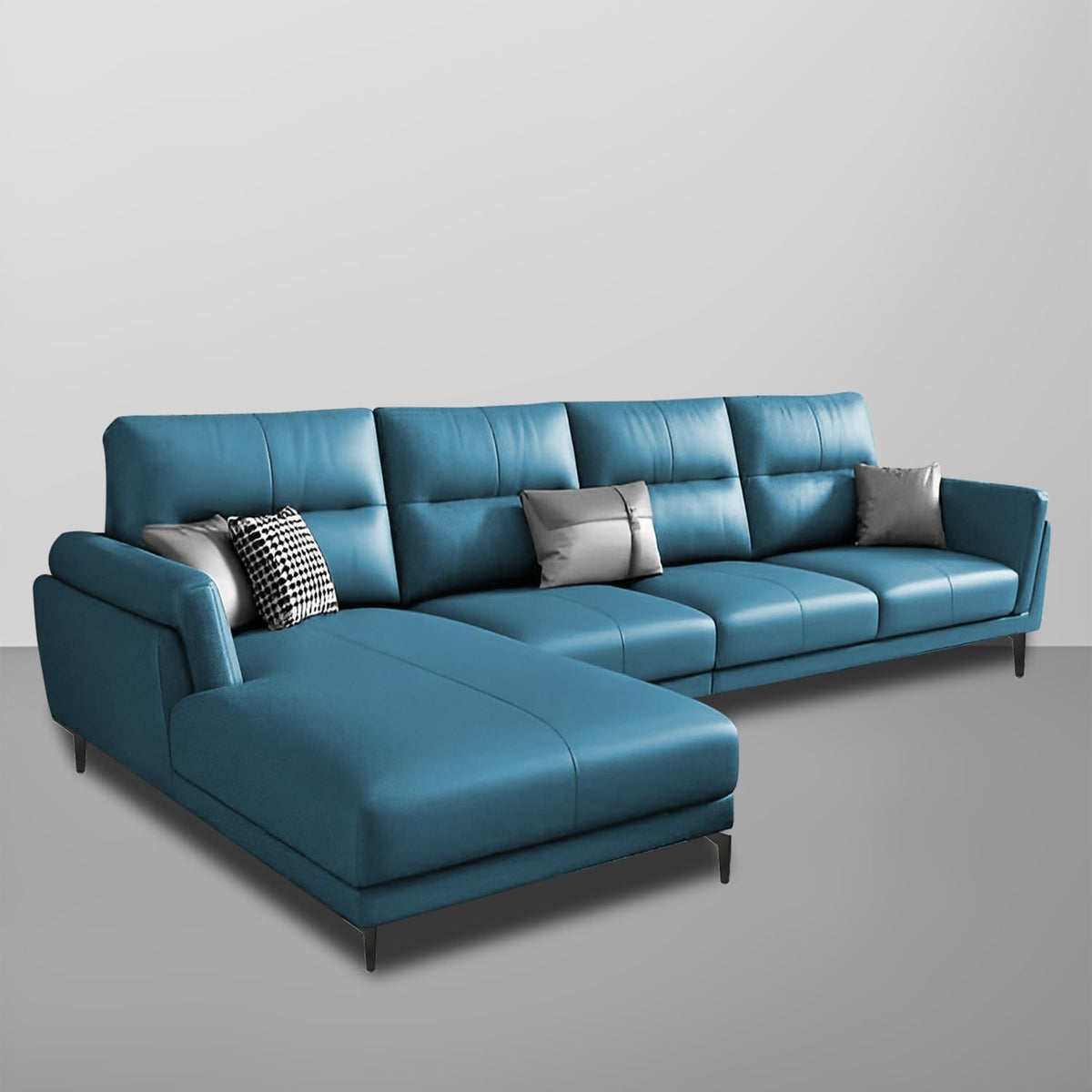 Morken LHS 6 Seater L Shape Sofa Set for Living Room (Turquise) Premiu