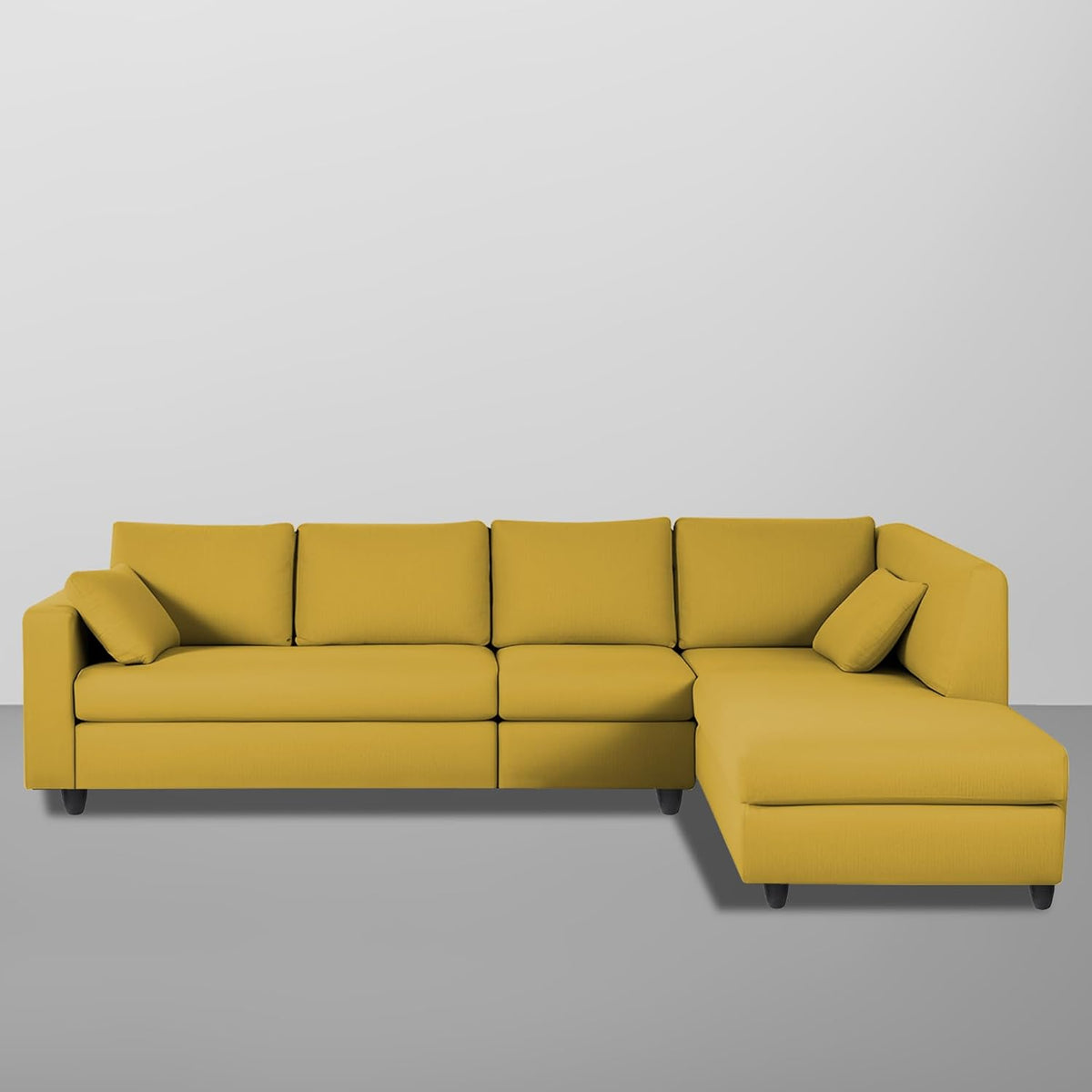 Dorian RHS 6 Seater L Shape Sofa Set for Living Room (Yellow Fabric) P