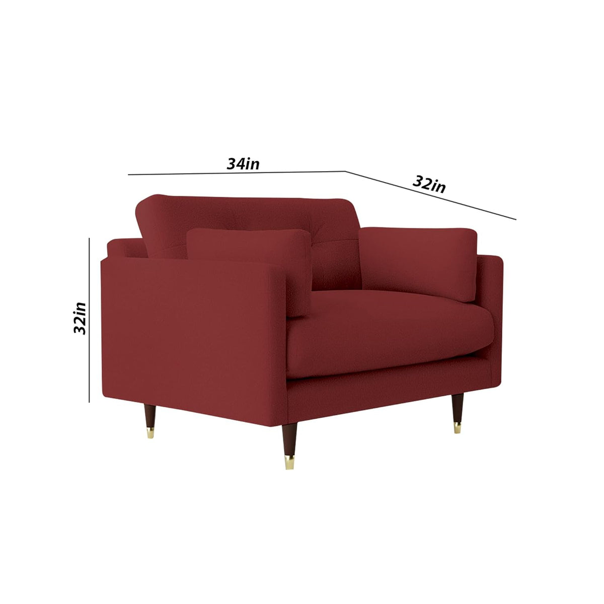 CASALIVING - Grover 1 Seater Sofa Set for Living Room (Maroon Fabric)