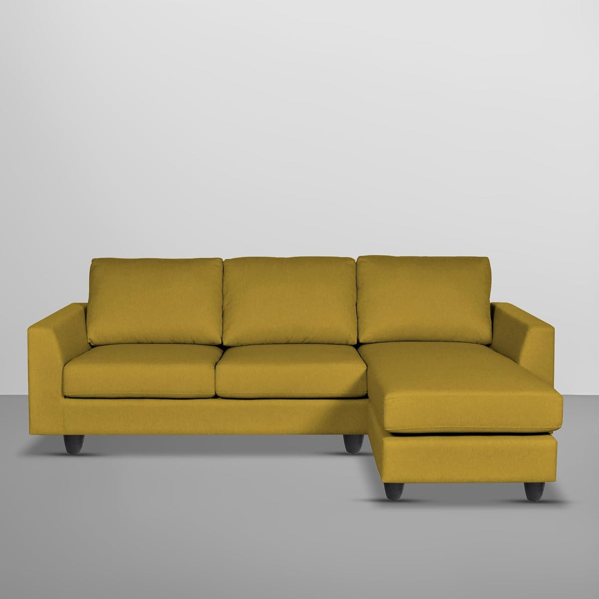Danver RHS 4 Seater L Shape Sofa Set for Living Room (Yellow Fabric) P