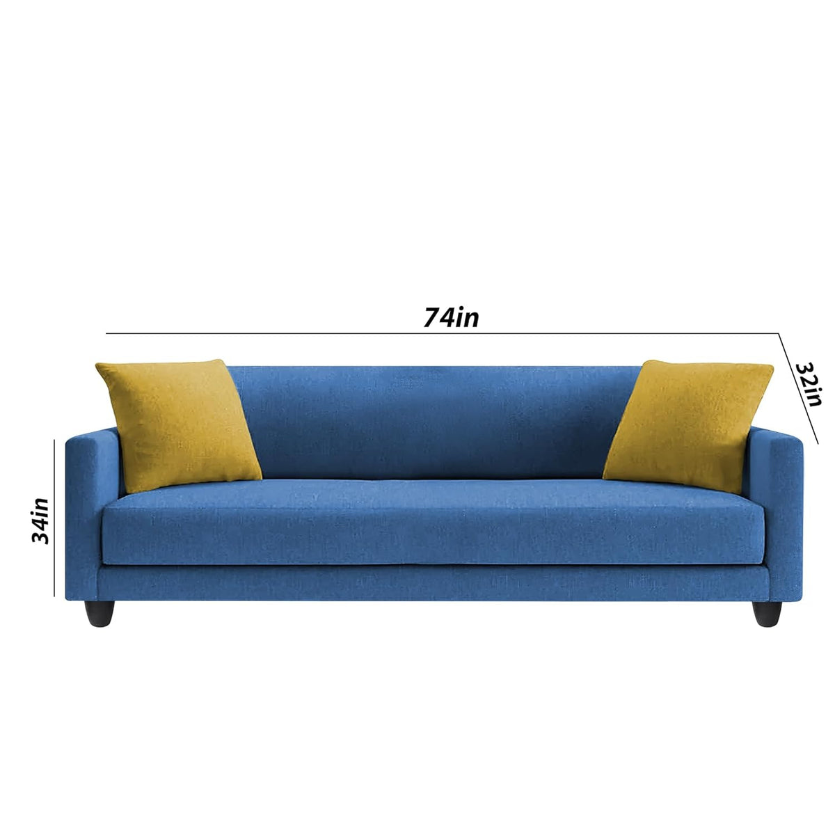 CASALIVING Dominic 3 Seater Sofa Set for Living Room (Blue Fabric) Pre