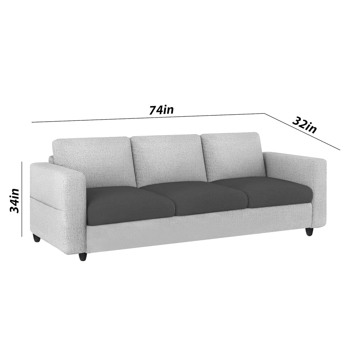 CASALIVING Lender 3 Seater Sofa Set with Center Table for Living Room